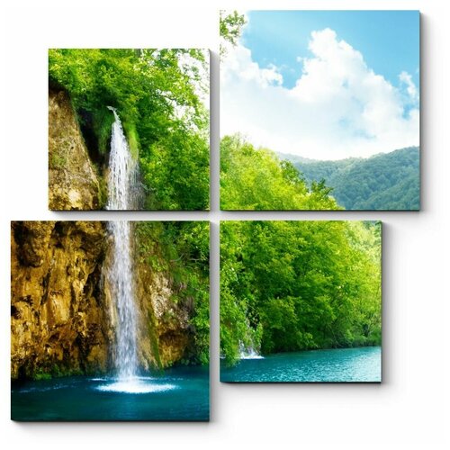 Модульная картина Водопад в лесах Хорватии 90x90