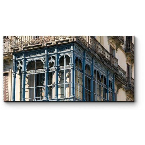 Модульная картина Украшения балкона в стиле каталонского модернизма, Барселона90x45