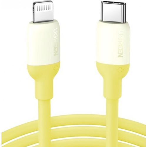 Кабель Ugreen USB C - Lightning, силиконовая оболочка, цвет желтый, 1 м (90226)