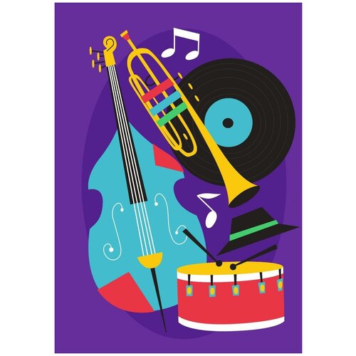 Постер / Плакат / Картина Музыка - Джазовые инструменты 60х90 см в подарочном тубусе