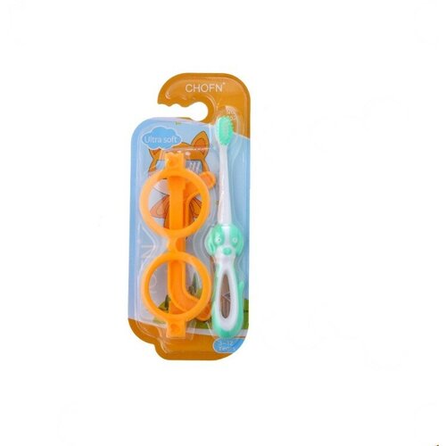 FARRES Зубная щетка детская с игрушкой "Очки" YS5001 желтая