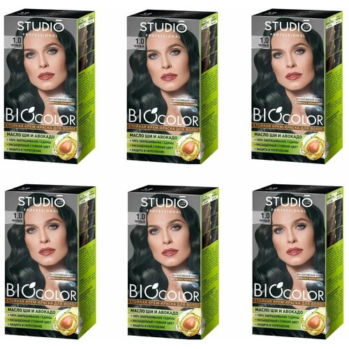 Крем-краска для волос Studio (Студио) Professional BIOcolor, тон 1.0 - Черный х 6шт