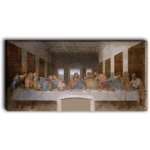 Картина для интерьера "Тайная вечеря", Леонардо да Винчи, печать на холсте (100х50 см / на подрамнике)