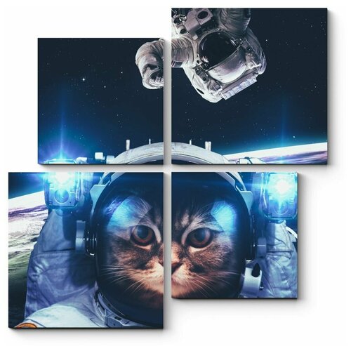 Модульная картина Кот-космонавт 70x70