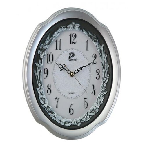 Настенные часы овальные PHOENIX P 002016 серого цвета 28,3х37 см
