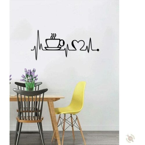 Панно 40х18см "Любовь к кофе" декоративное настенное чёрное, декор на стену, картина