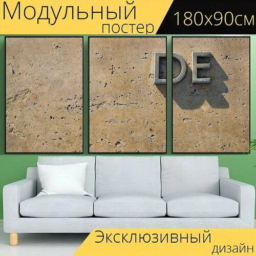 Модульный постер "Стена, де, письмо" 180 x 90 см. для интерьера