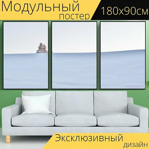 Модульный постер "Зима, снег, зимний" 180 x 90 см. для интерьера
