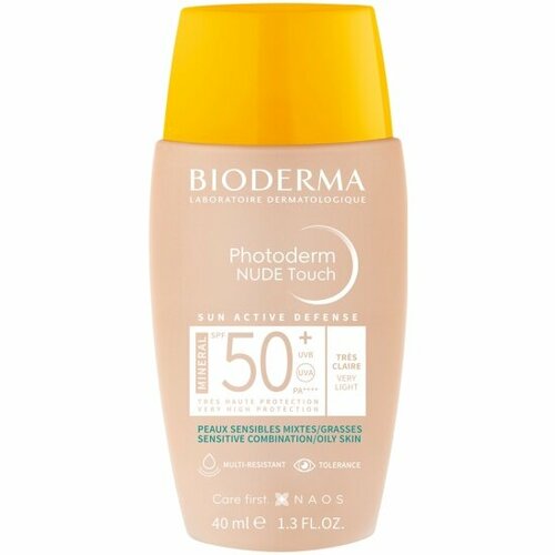 Солнцезащитный флюид Bioderma Photoderm с тоном, минеральные фильтры SPF 50+, 40 мл (очень светлый оттенок)