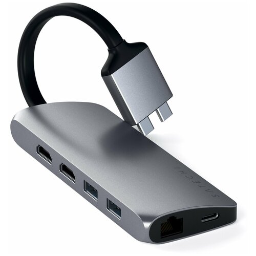 USB-концентратор  Satechi Dual Multimedia Adapter (ST-TCDMMA), разъемов: 3, space gray