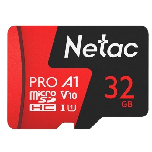 Карта памяти Netac microSDHC 32 ГБ Class 10, V10, A1, UHS-I U1, R 100 МБ/с, 1 шт., черный