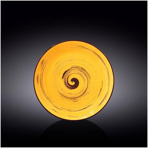 Тарелка обеденная Wilmax, Фарфор, круглая, 23 см, желтый цвет, коллекция Spiral (WL-669413/A)