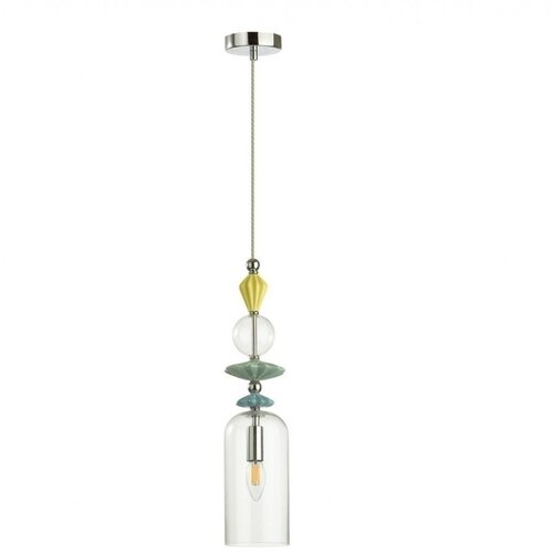 Светильник Odeon Light BIZET 4893/1, E14, 40 Вт, кол-во ламп: 1 шт., цвет: бесцветный/бирюзовый/желтый/хром