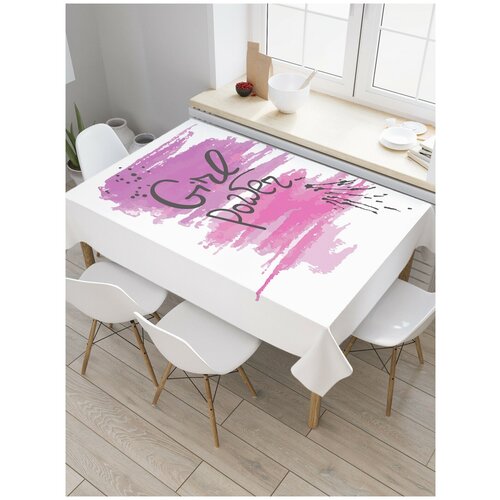 Скатерть прямоугольная JoyArty на кухонный стол "Женский сленг" из оксфорда, 120x145 см