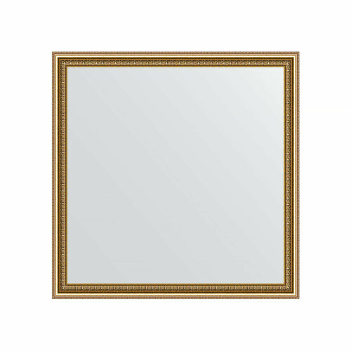 Зеркало настенное EVOFORM в багетной раме бусы золотые, 72х72 см, для гостиной, прихожей, кабинета, спальни и ванной комнаты, BY 1022