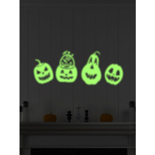 Наклейка светящаяся 'Веселые Тыквы' (украшение на хеллоуин стикеры на стену)