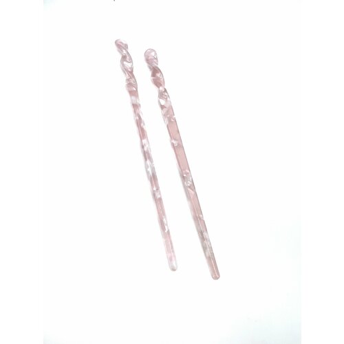 Китайские палочки для волос мраморные с принтом 2 шт светло-розовые