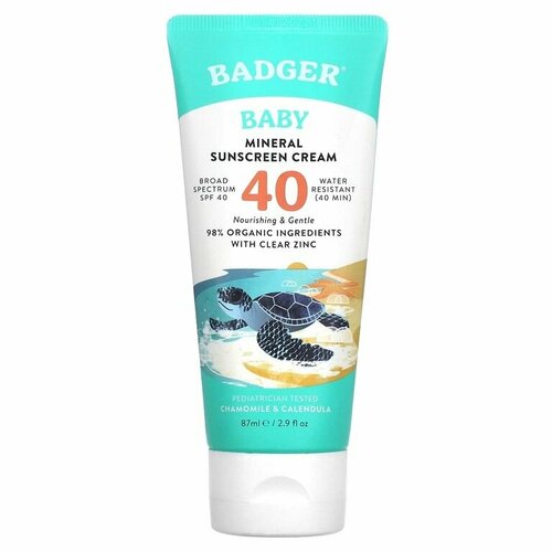 Badger, солнцезащитный крем для детей, SPF 40, ромашка и календула, 87 мл