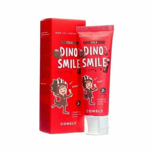 Детская гелевая зубная паста DINO's SMILE c ксилитом и вкусом колы, 60 г