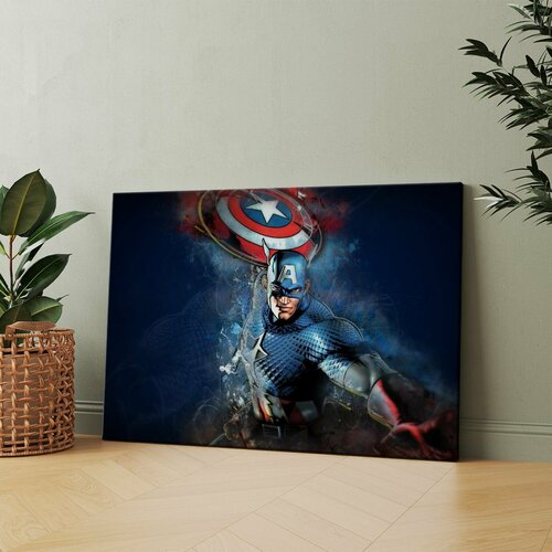 Картина на холсте (Обои Капитан Америка Обои Капитан Америка) 20x30 см. Интерьерная, на стену.