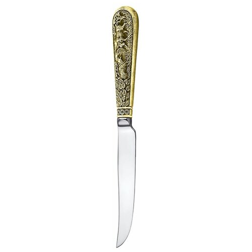Нож для стейка Лось латунный с чернением