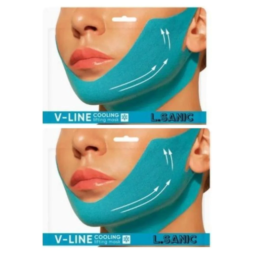 Маска-бандаж для коррекции овала лица с охлаждающим эффектом L.Sanic V-Line Cooling Lifting Face Mask, 2 шт