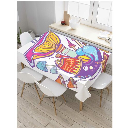 Скатерть прямоугольная JoyArty на кухонный стол "Поганки дудл" из оксфорда, 120x145 см