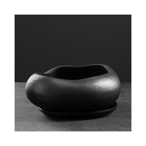 Фигурное кашпо "Бонсай" большой 24х28см , черный с серебром Хорошие сувениры 4210163 .