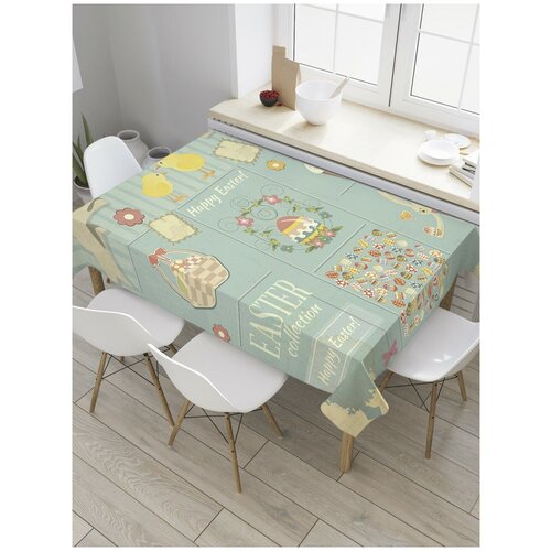 Скатерть прямоугольная JoyArty на кухонный стол "Винтажное поздравление на Пасху" из оксфорда, 180x145 см
