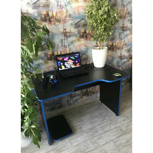 Компьютерный письменный стол ADRENALINE Игровой Геймерский Черный/Синий 110х75х78