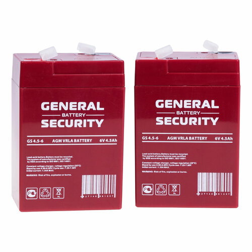 Свинцово-кислотный аккумулятор General Security GS 4.5-6 ( 6 В, 4.5 Ач) (набор/ комплект из 2 штук)