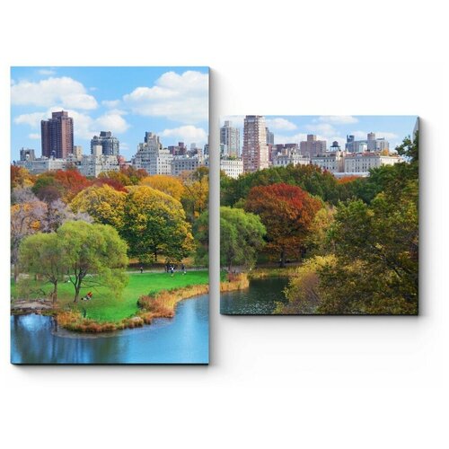 Модульная картина Осеннее озеро в Центральном Парке, Нью-Йорк 130x98