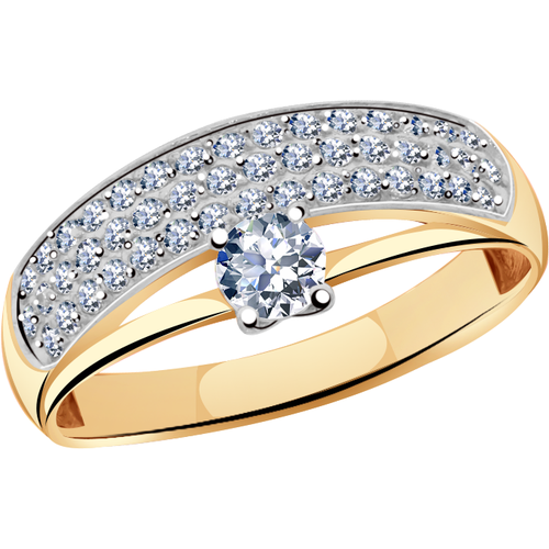 Кольцо Diamant online, золото, 585 проба, фианит, размер 19.5