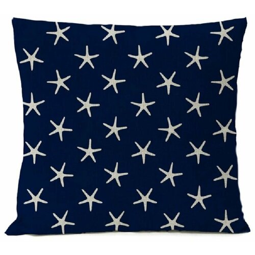 Морские звезды синем фоне / Велюр/ 40х40 / подарок / подушка диванная / подушка для интерьера