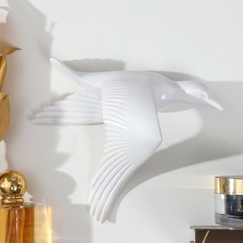 MARU Сувенир полистоун настенный декор "Чайка, крылья вниз" белый 17,5х20 см