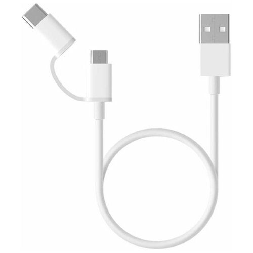 Кабель XIAOMI Mi 2-in-1, USB Type-C (m)/micro USB (m) - USB (m), 0.3м, белый [sjv4083ty]