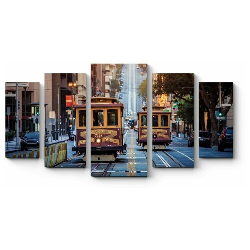 Модульная картина Два старинных трамвая по улицам Сан-Франциско110x61
