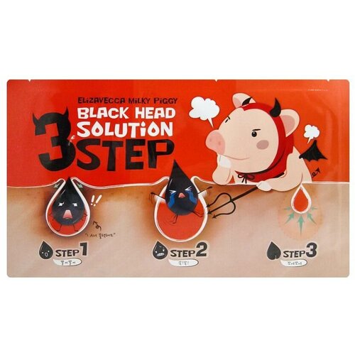 Набор Elizavecca Milky Piggy Black Head Solution 3 Step Nose Strip Для очищения носа от черных точек