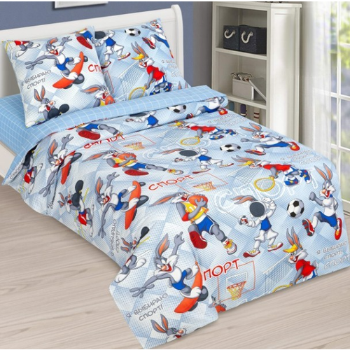 Детский 1,5 спальный комплект постельного белья "Веселые старты"