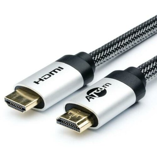 Кабель HDMI 3м Atcom AT3782 круглый черный/серый