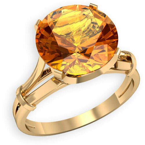 Кольцо помолвочное Oriental, красное золото, 585 проба, цитрин, размер 17.5
