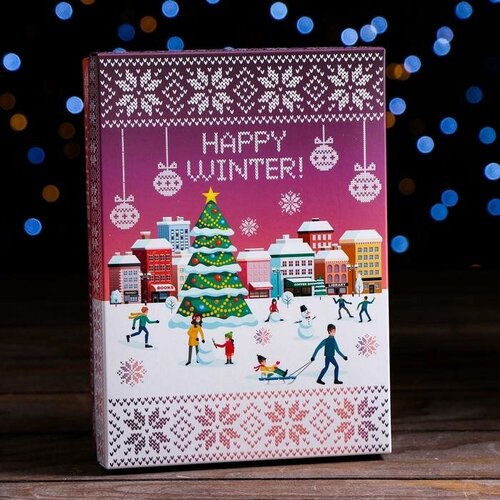 Подарочная коробка сборная "Счастливой зимы", 21 х 15 х 5,7 см, 5 штук
