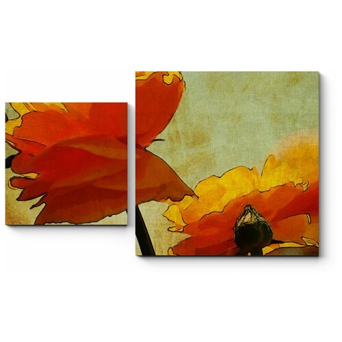 Модульная картина Огненные цветы 70x42