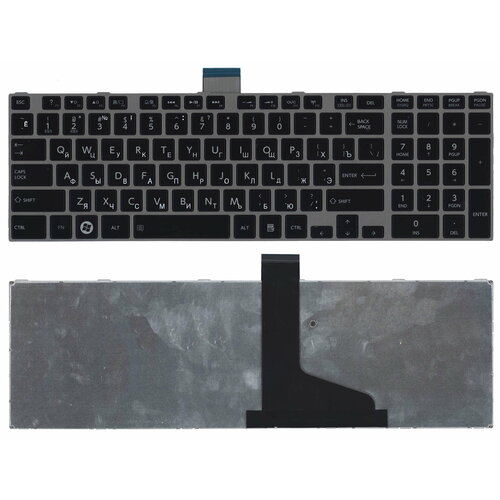 Клавиатура для ноутбука Toshiba L875 черная c серебристой рамкой