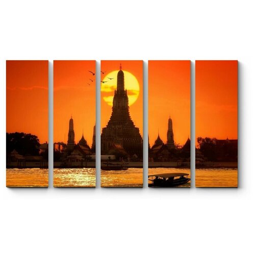 Модульная картина Алый закат в Бангкоке 120x72