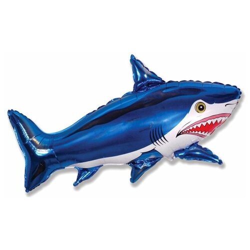 Шар фольгированный 30" "Акула большая", цвет синий