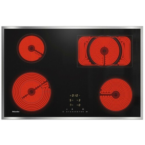 Электрическая варочная панель Miele KM 6542 FR, с рамкой, цвет панели черный, цвет рамки серебристый