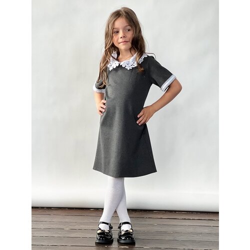 Школьное платье Бушон, размер 128-134, серый