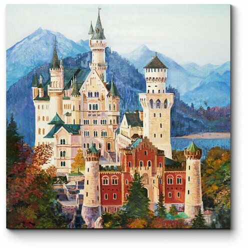 Модульная картина Живопись замка Нойшванштайн в Баварии 60x60
