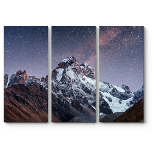 Модульная картина Заснеженные вершины под фантастическим звездным небом 60x43